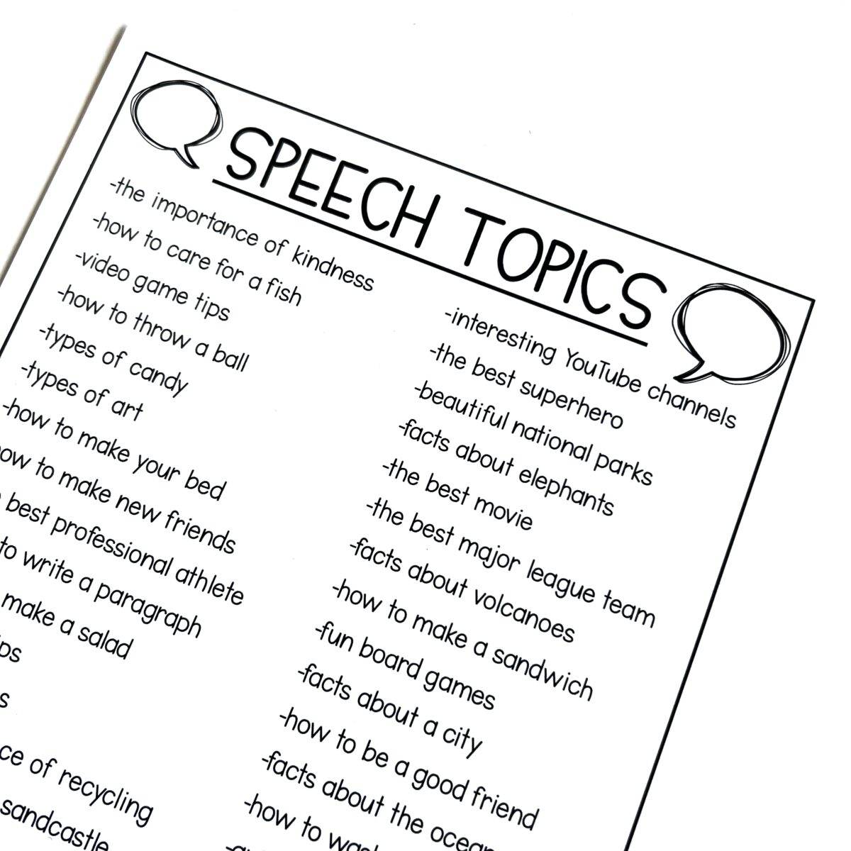 Unique And Fun Speech Topic Ideas For Students Literacy In Focus