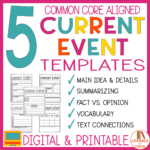 5 Different Common Core Current Event Templates - Literacy In Focus
