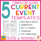 5 Different Common Core Current Event Templates - Literacy In Focus