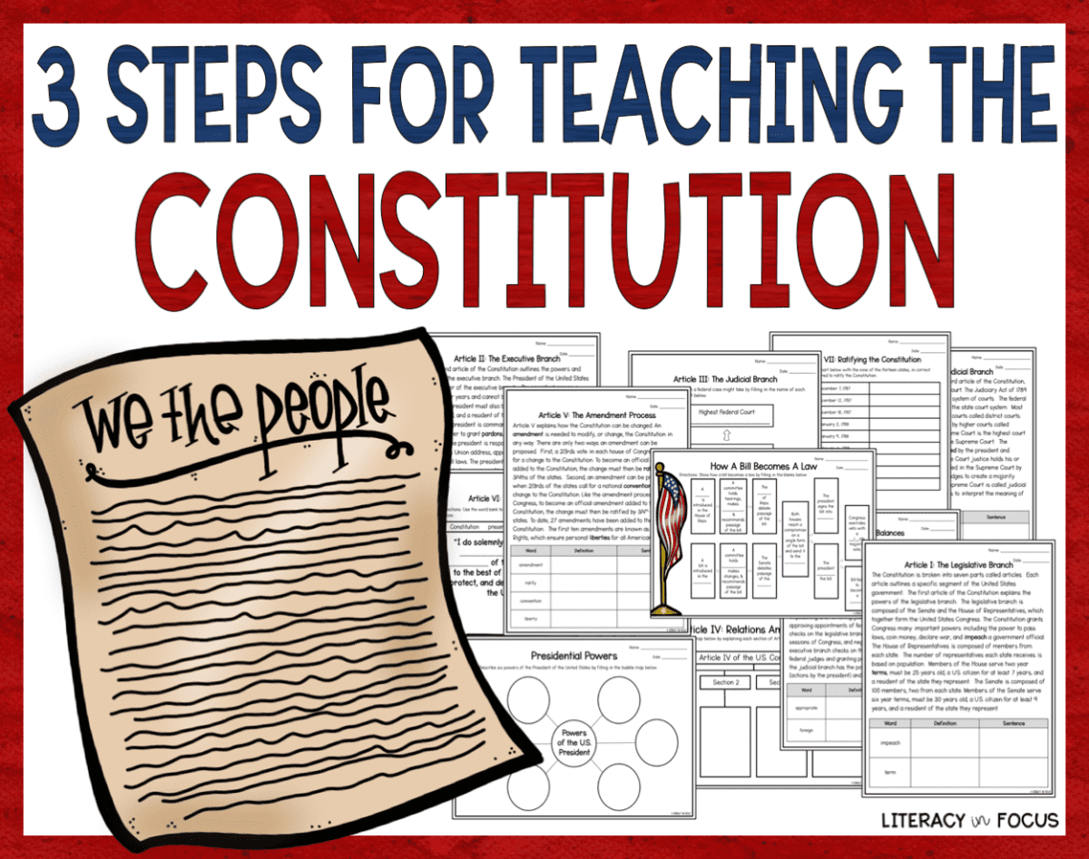 3 Steps for Teaching the Constitution - Literacy In Focus