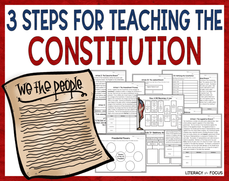 3 Steps for Teaching the Constitution - Literacy In Focus