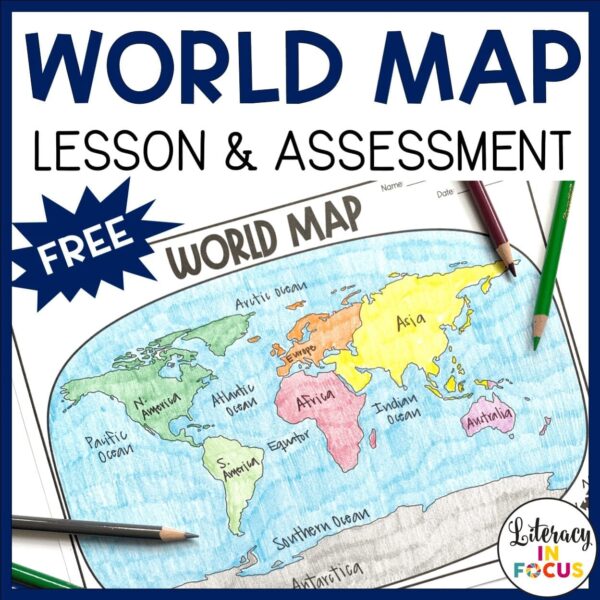 Printable World Map Worksheet and Quiz - Literacy In Focus