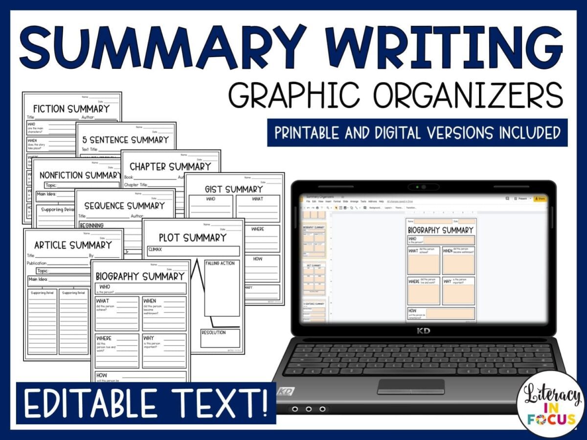 10 Graphic Organizers for Summary Writing - Literacy In Focus
