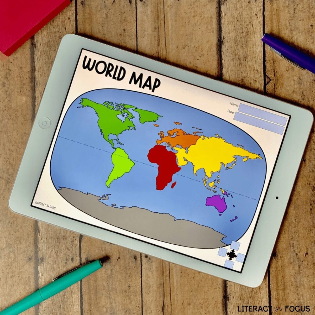 Printable World Map Worksheet and Quiz - Literacy In Focus