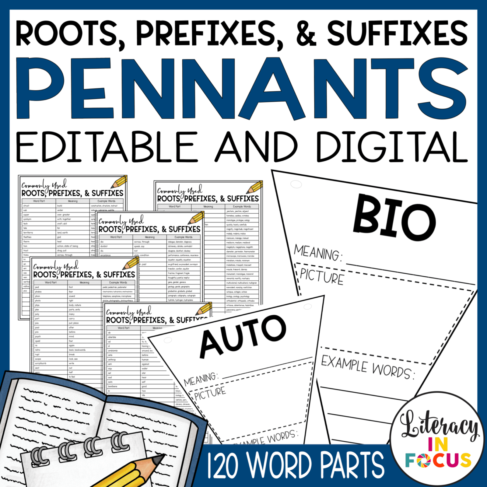 120 Root Words, Prefixes, and Suffixes PDF List - Literacy In Focus