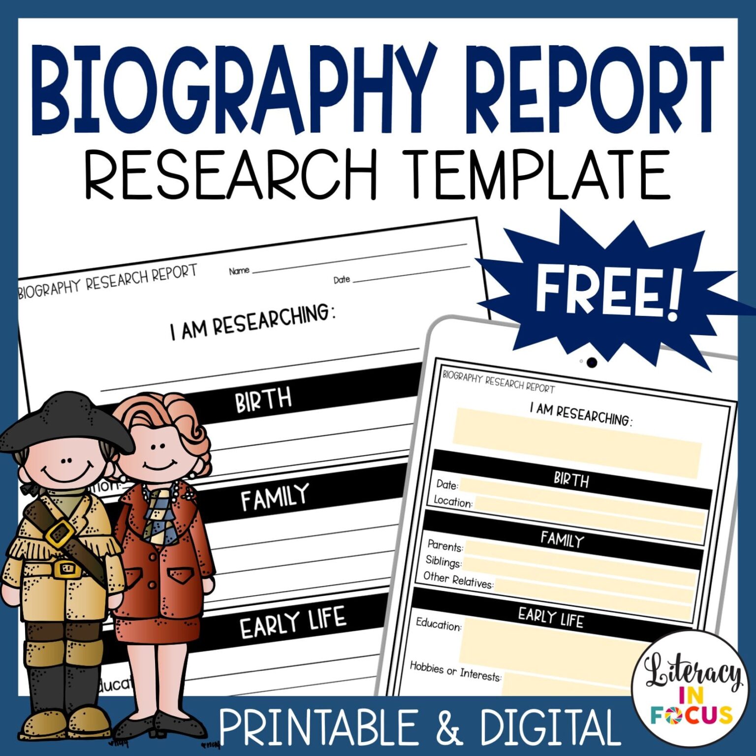 Free Biography Report Template and Resources for Distance Learning ...