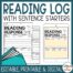 20 Sentence Starters for Strong Reading Response Summaries - Literacy ...
