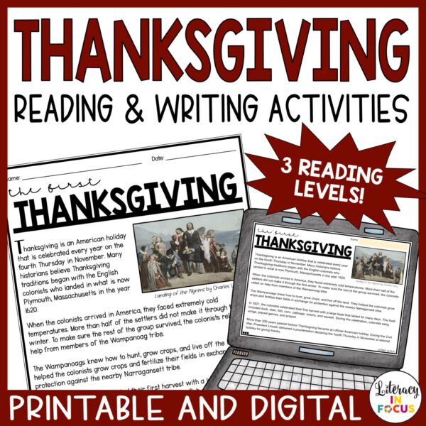 5 Language Arts Activities for Thanksgiving - Literacy In Focus