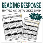 Free Reading Response Fiction Choice Board - Literacy In Focus