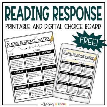 Free Reading Response Fiction Choice Board - Literacy In Focus