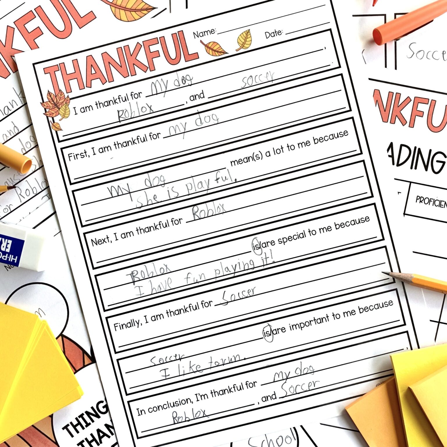 I Am Thankful For Writing Activity - Literacy In Focus