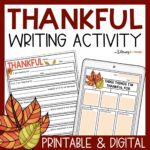 I Am Thankful For Writing Activity - Literacy In Focus