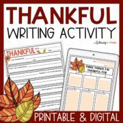 I Am Thankful For Writing Activity - Literacy In Focus