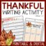 I Am Thankful For Writing Activity - Literacy In Focus