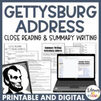 Free Gettysburg Address Graphic Organizer | Printable PDF Worksheet ...