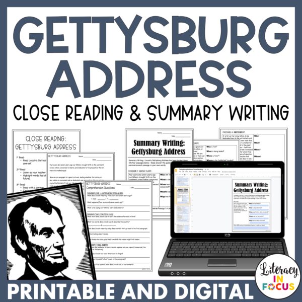Free Gettysburg Address Graphic Organizer | Printable PDF Worksheet ...