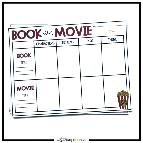 Book vs. Movie Discussion Questions and Activity - Literacy In Focus