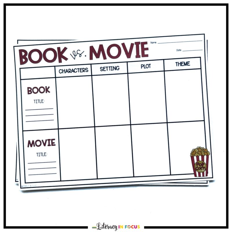 Book vs. Movie Discussion Questions and Activity - Literacy In Focus