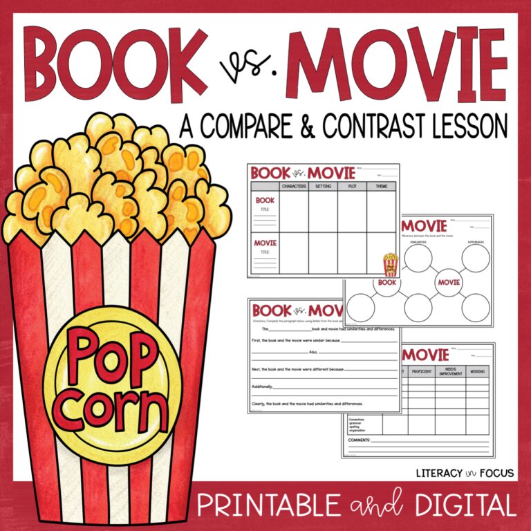 Book vs. Movie Discussion Questions and Activity - Literacy In Focus