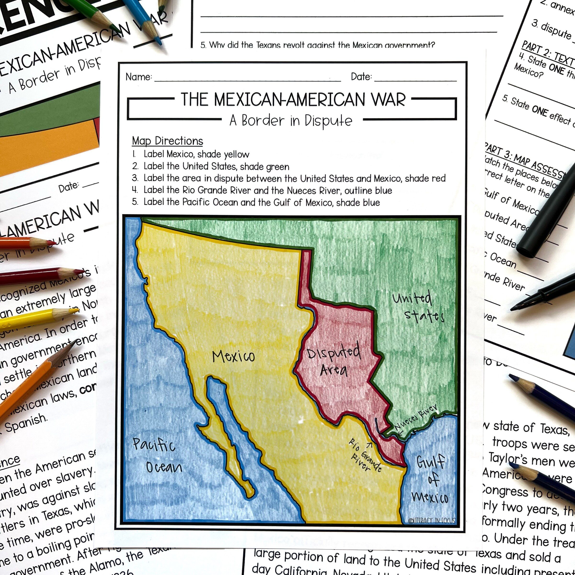 Mexican-American War Lesson Plan and Map Activity - Literacy In Focus
