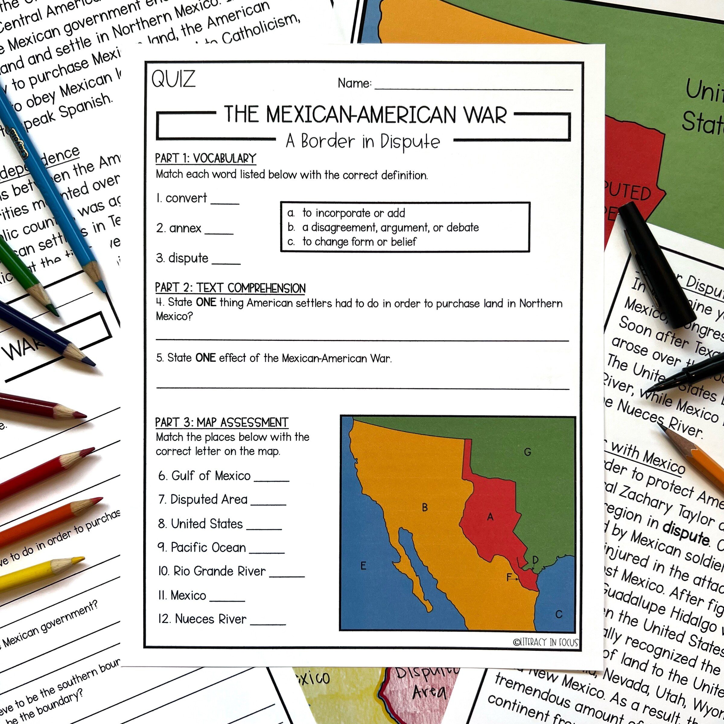 Mexican-American War Lesson Plan and Map Activity - Literacy In Focus