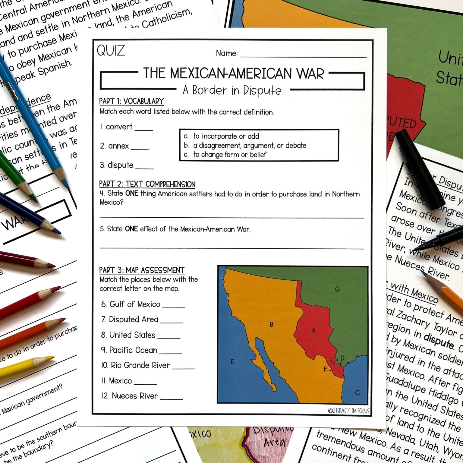 Mexican-American War Lesson Plan and Map Activity - Literacy In Focus