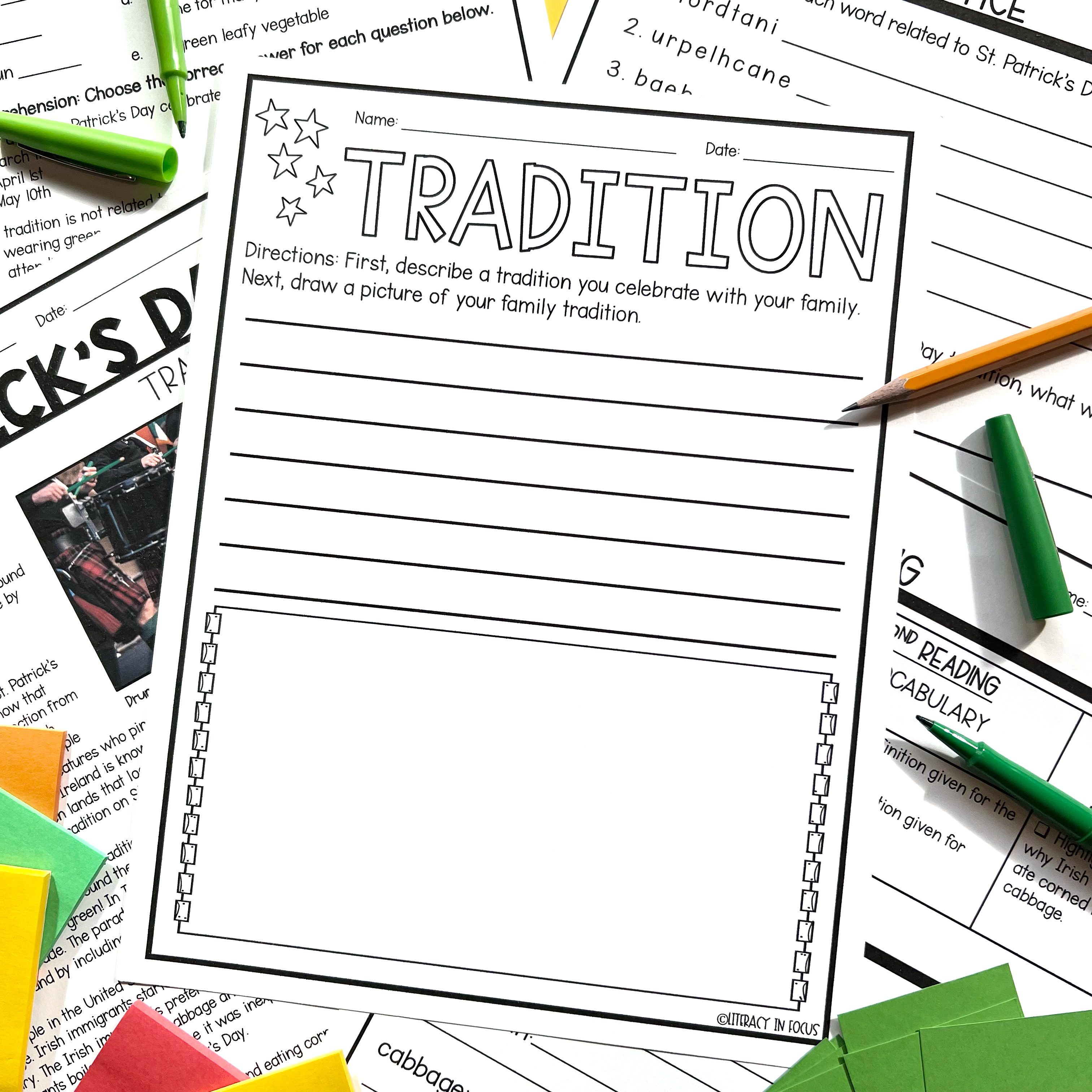 St. Patrick's Day Reading Comprehension and Writing Lesson Plan ...