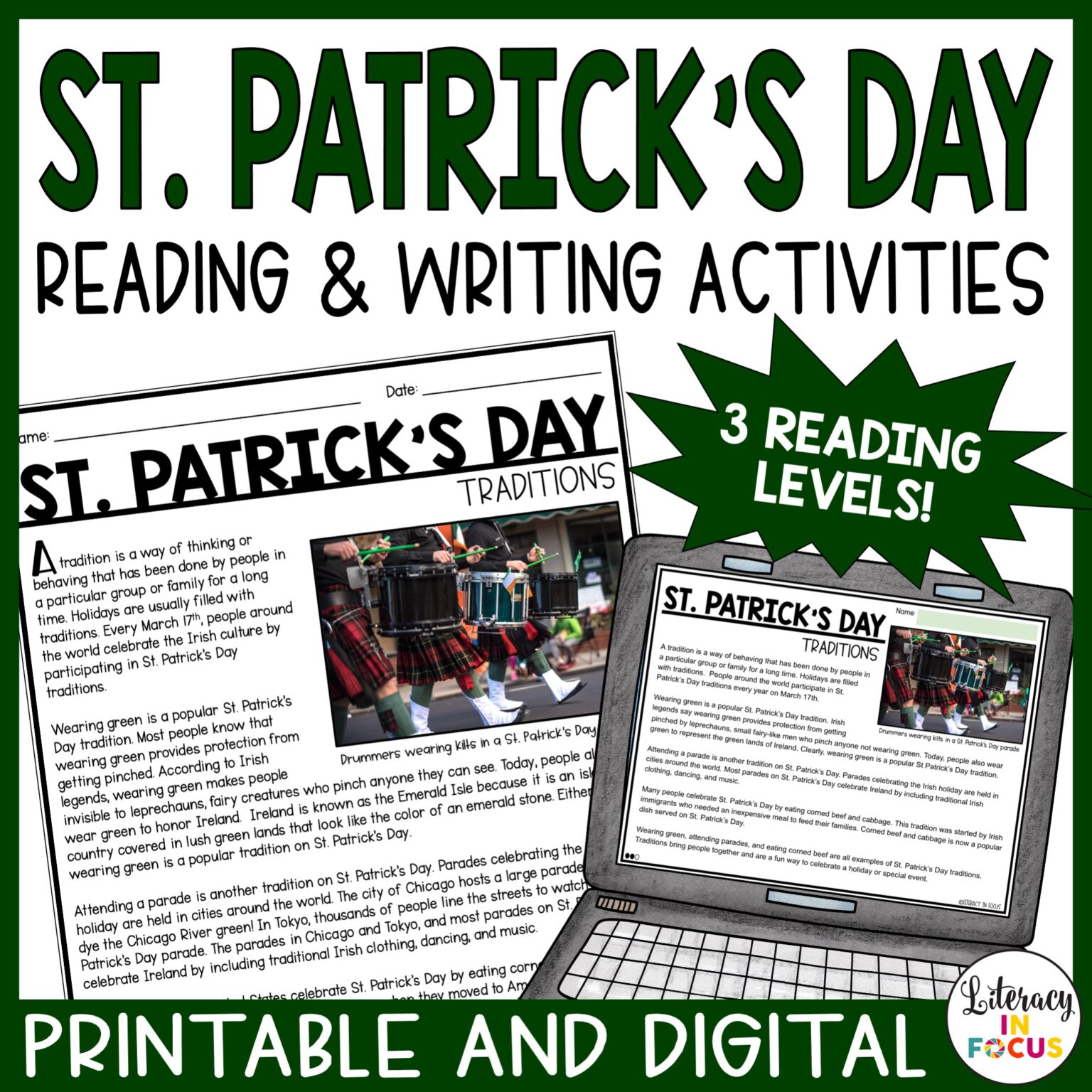 St. Patrick's Day Reading Comprehension and Writing Lesson Plan ...