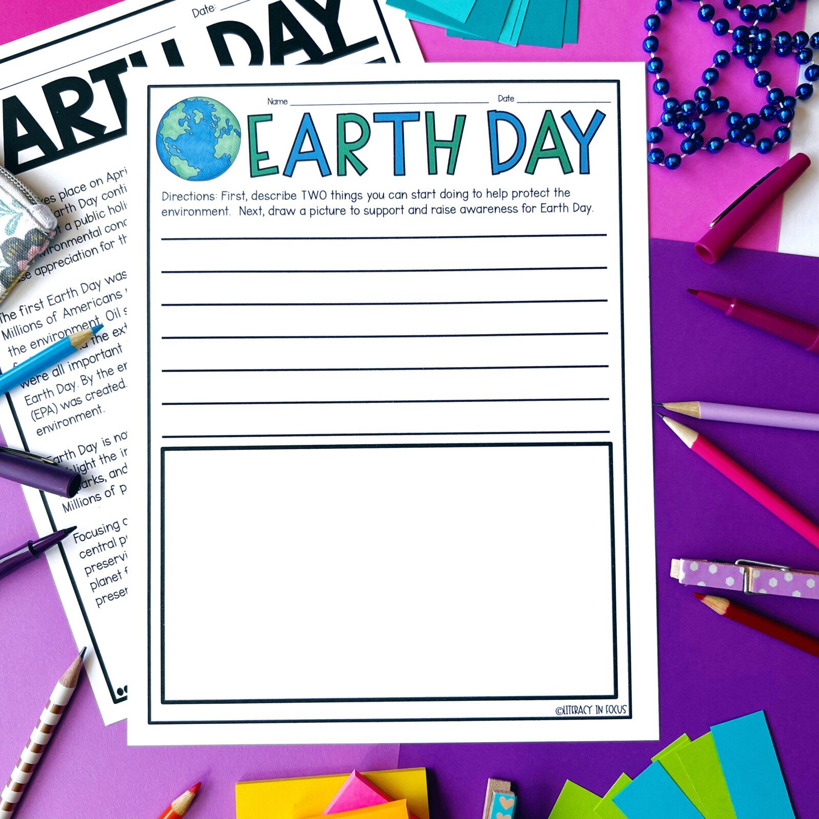 Earth Day Differentiated Reading and Writing Activities - Literacy In Focus