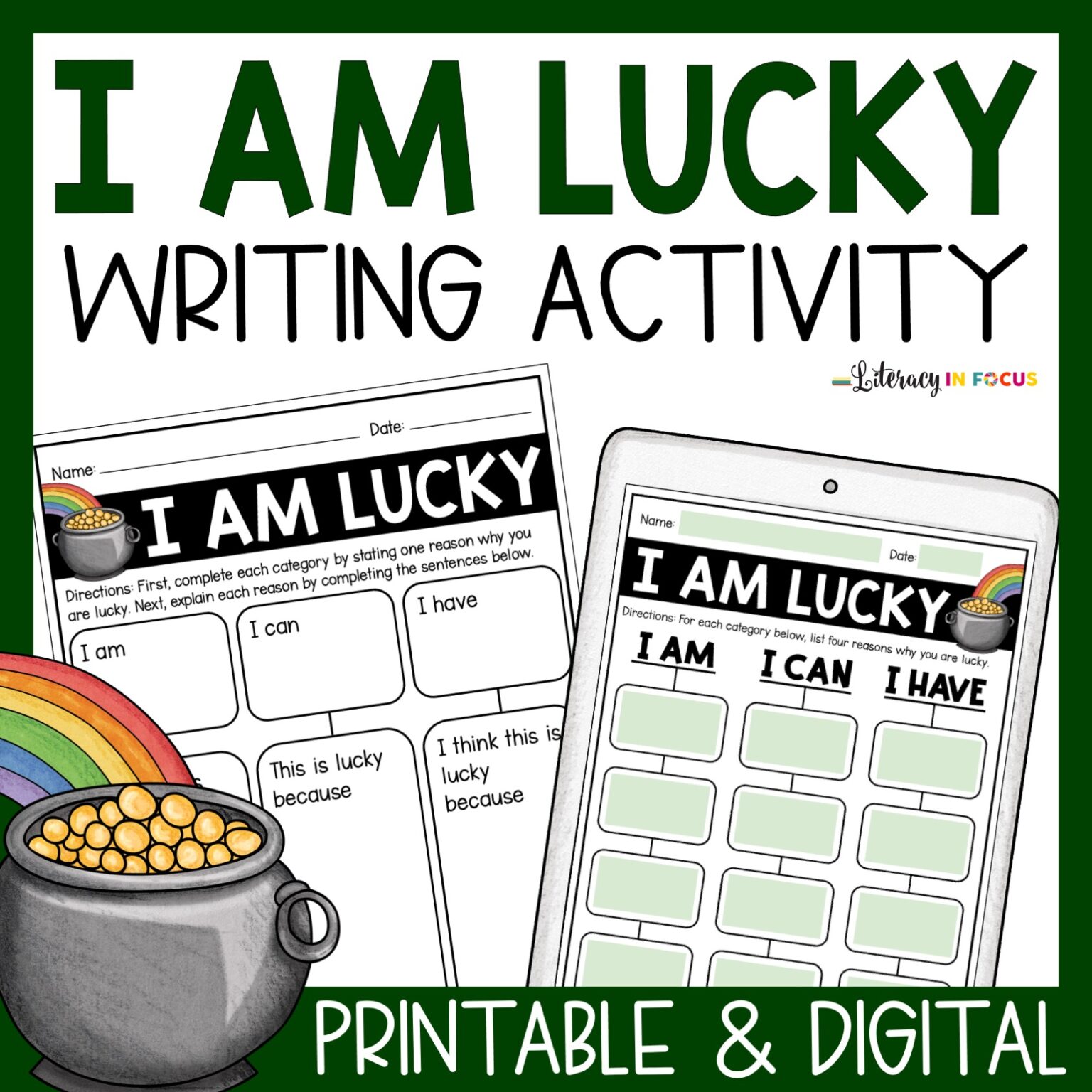 I Am Lucky St. Patrick's Day Writing Activity - Literacy In Focus
