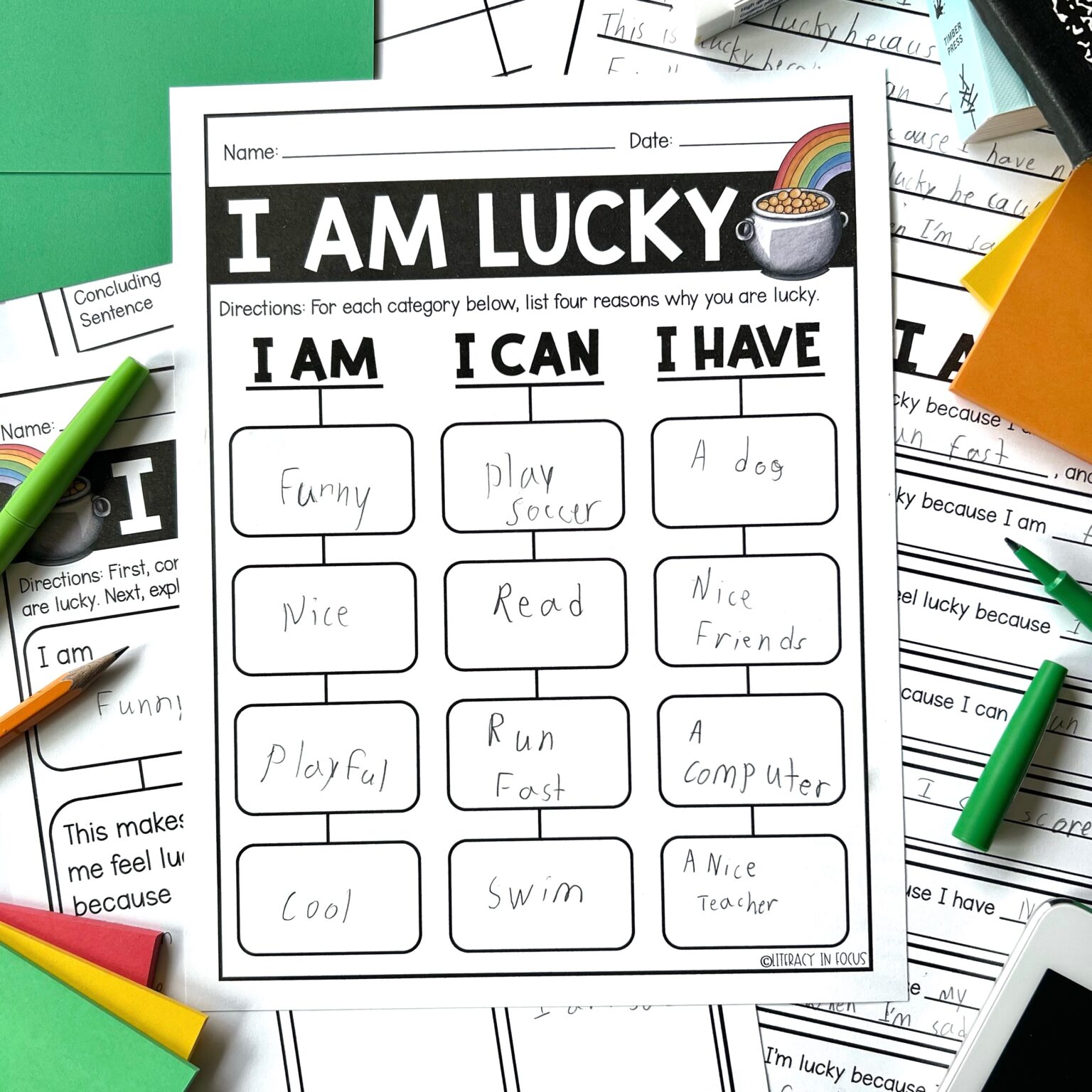 I Am Lucky St. Patrick's Day Writing Activity - Literacy In Focus