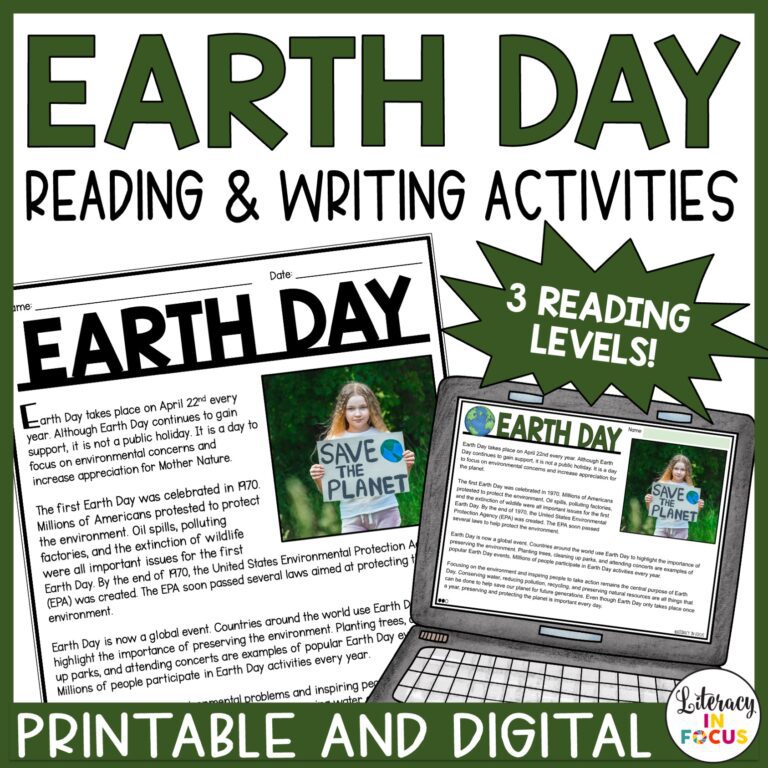 Earth Day Differentiated Reading and Writing Activities - Literacy In Focus