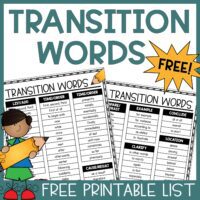 Free Transition Word List PDF for Elementary and Middle School Students ...