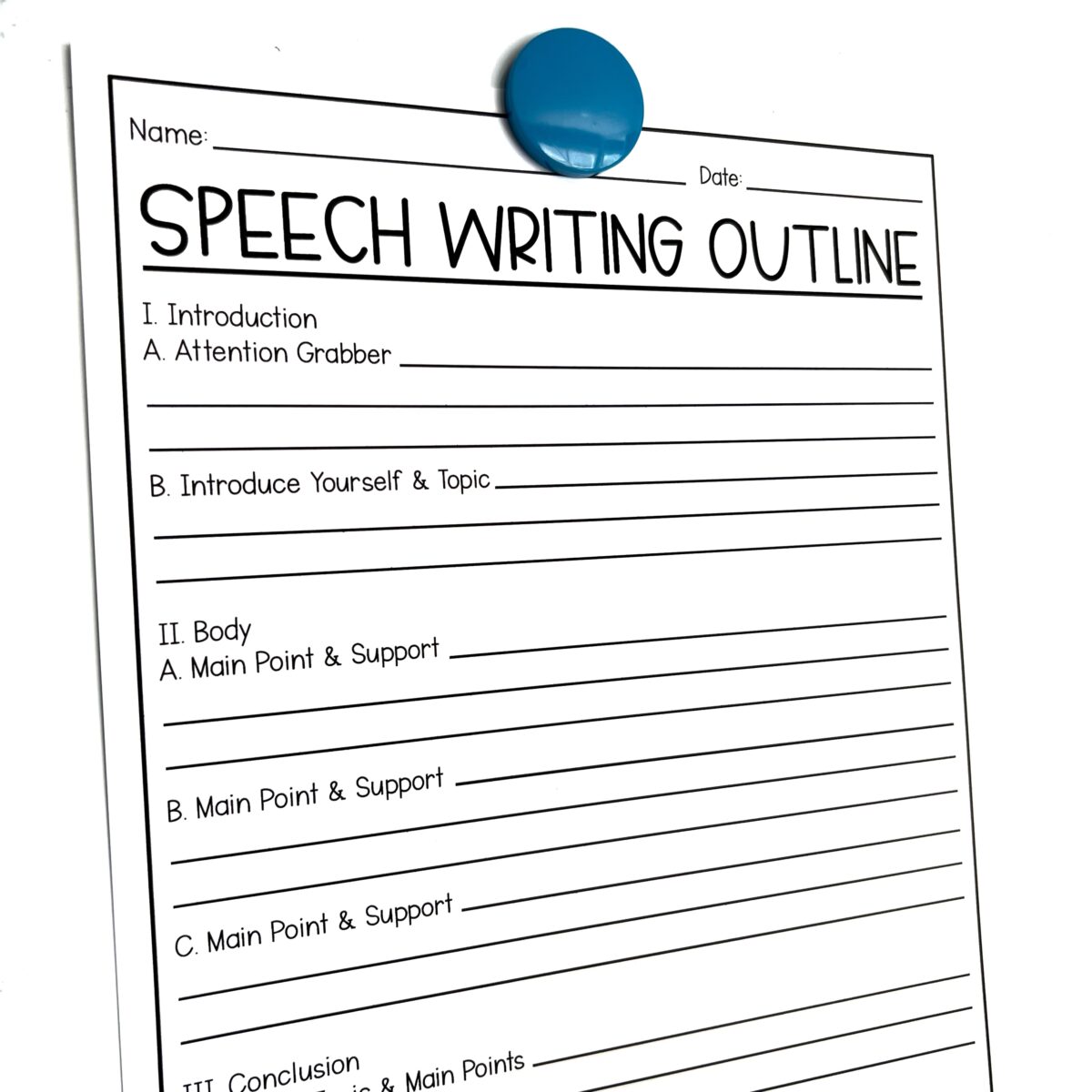 Speech Writing Outline and Format for Students - Literacy In Focus