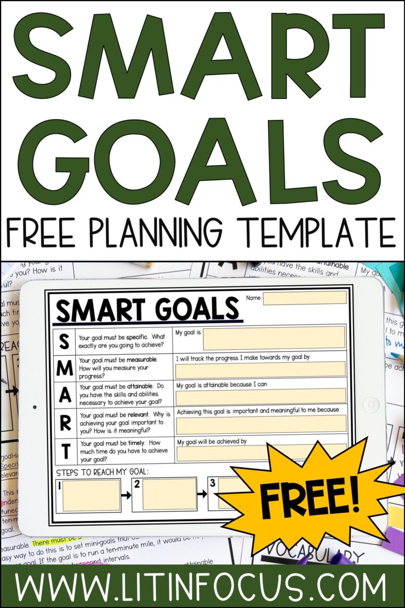 Free SMART Goals Planning Template for Elementary and Middle School ...