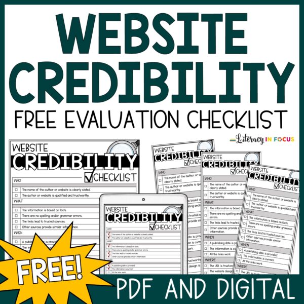 Free Website Evaluation Checklist for Elementary and Middle School ...