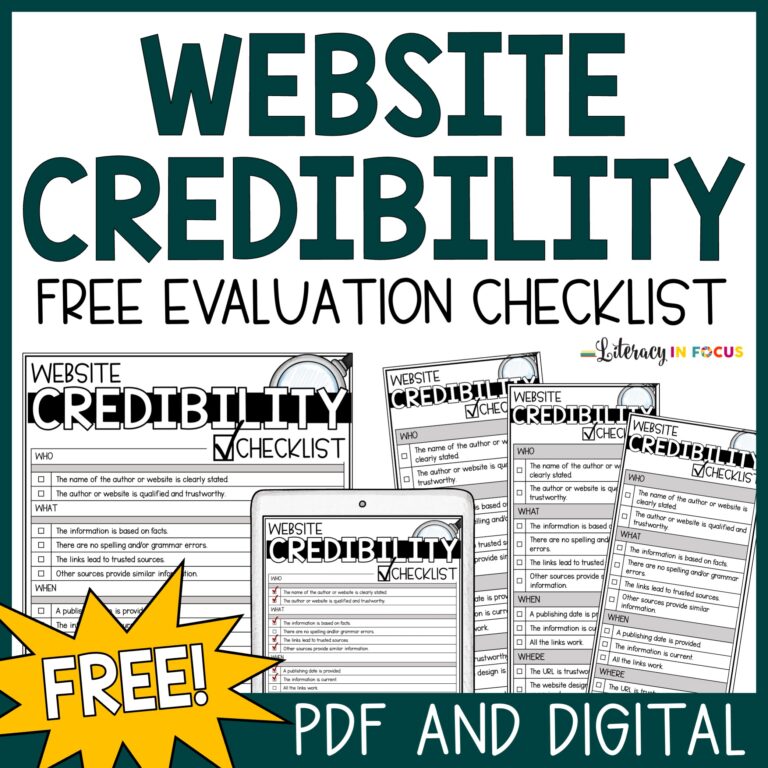 Free Website Evaluation Checklist for Elementary and Middle School ...
