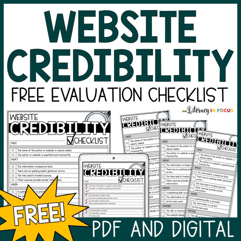 Free Website Evaluation Checklist for Elementary and Middle School ...
