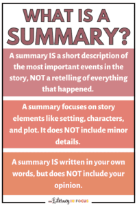 8 Strategies for Teaching Fiction Summary Writing - Literacy In Focus
