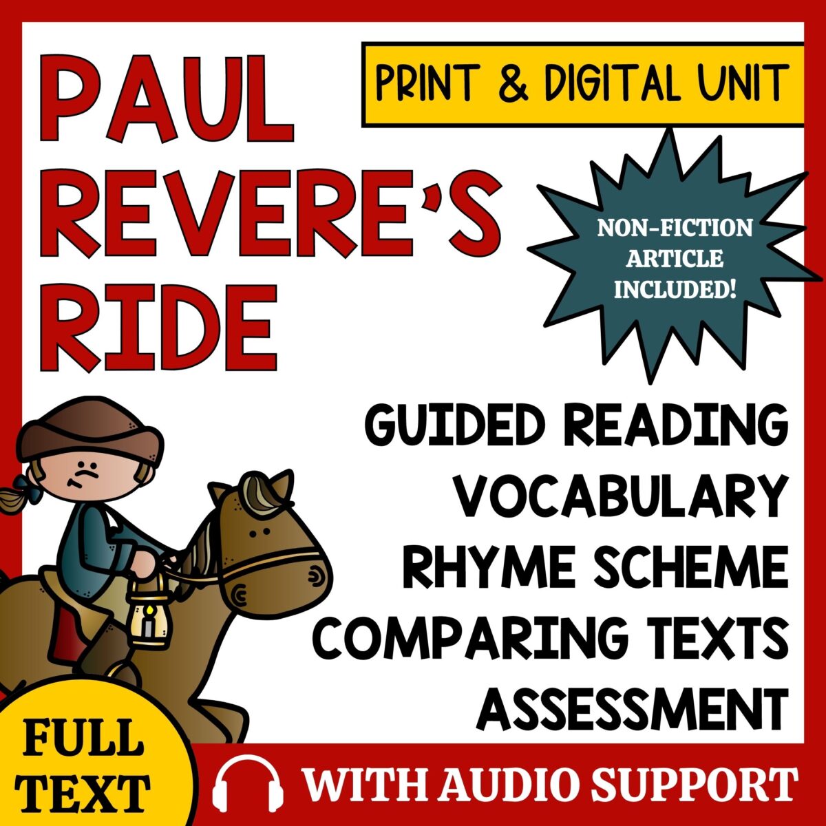 Free Paul Revere's Ride Printable PDF - Literacy In Focus