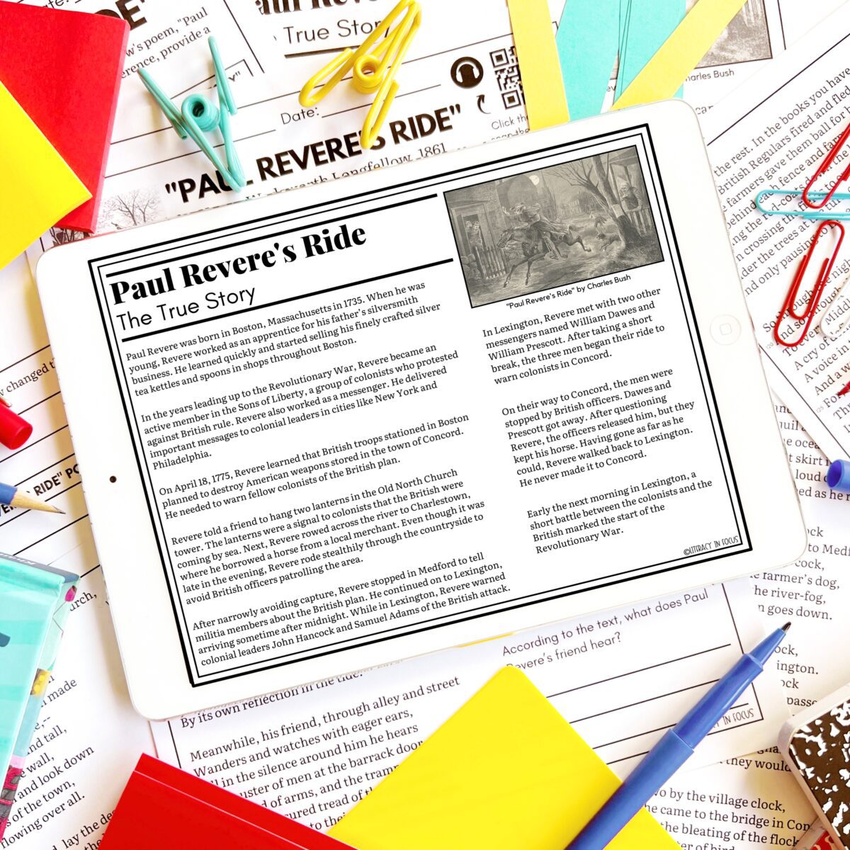 Paul Revere’s Ride Analysis Questions and Comprehension Activities ...