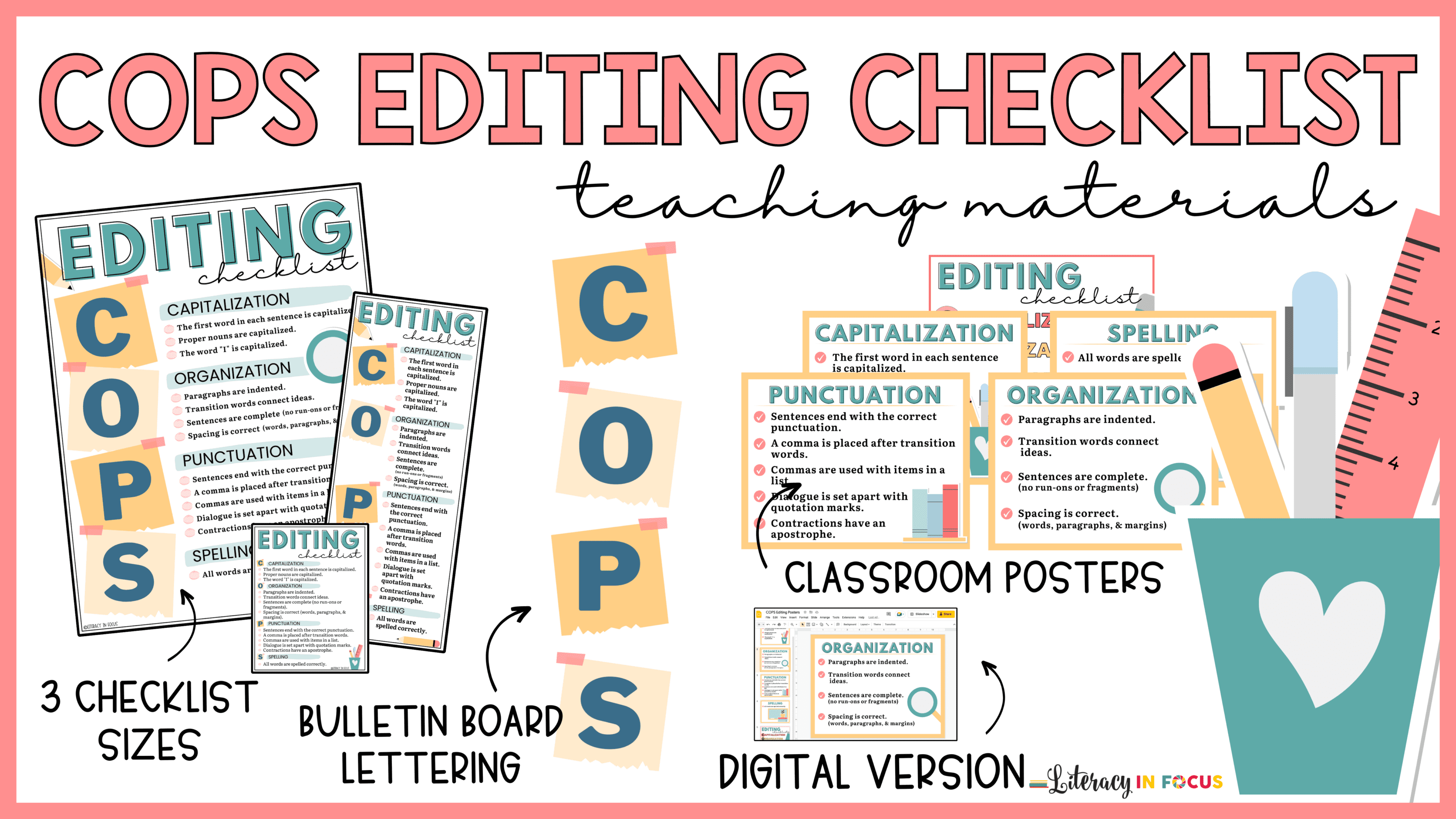 Free Printable PDF | COPS Editing Checklist - Literacy In Focus