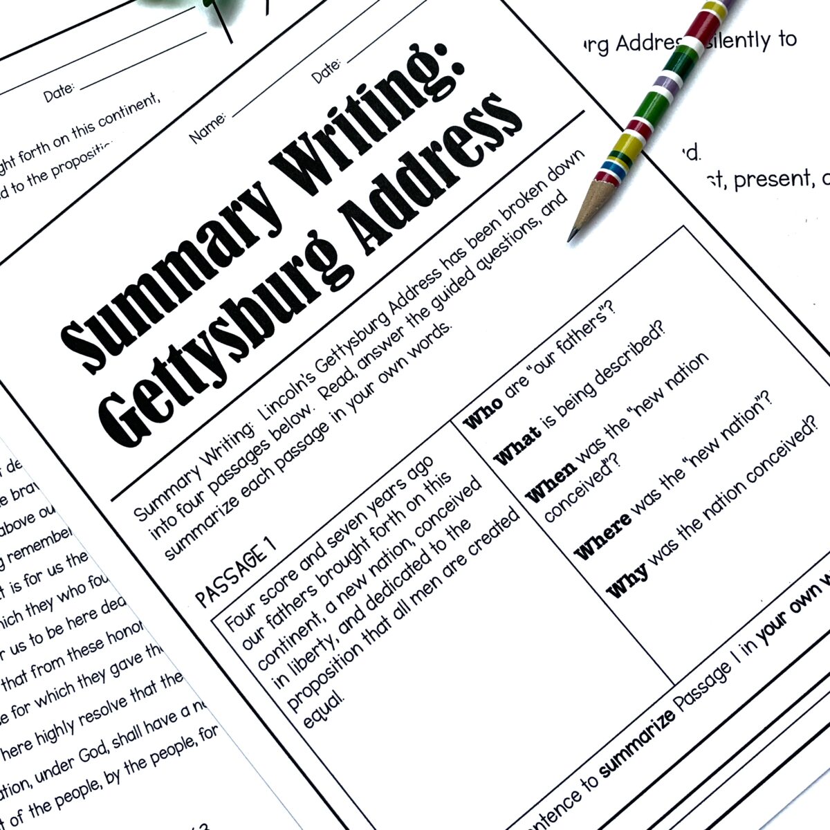 Free Gettysburg Address Graphic Organizer | Printable PDF Worksheet ...