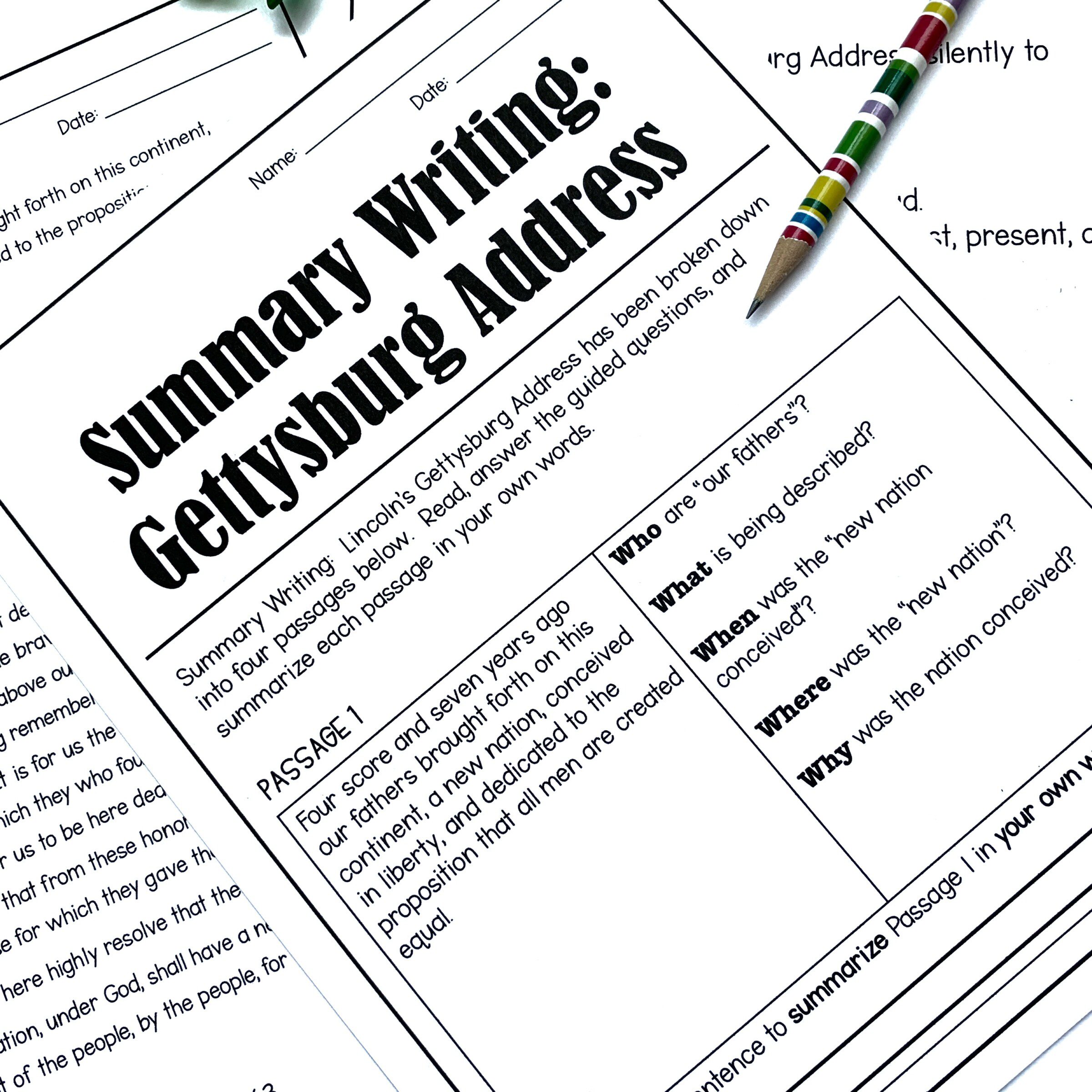 Free Gettysburg Address Graphic Organizer | Printable PDF Worksheet ...