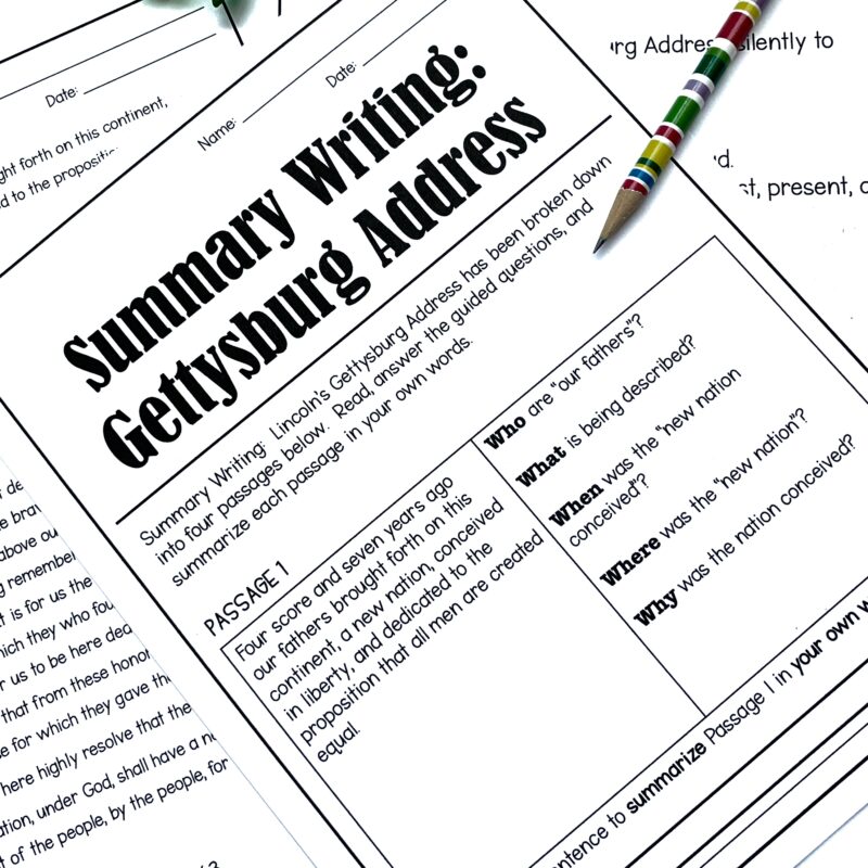 Free Gettysburg Address Graphic Organizer | Printable PDF Worksheet ...