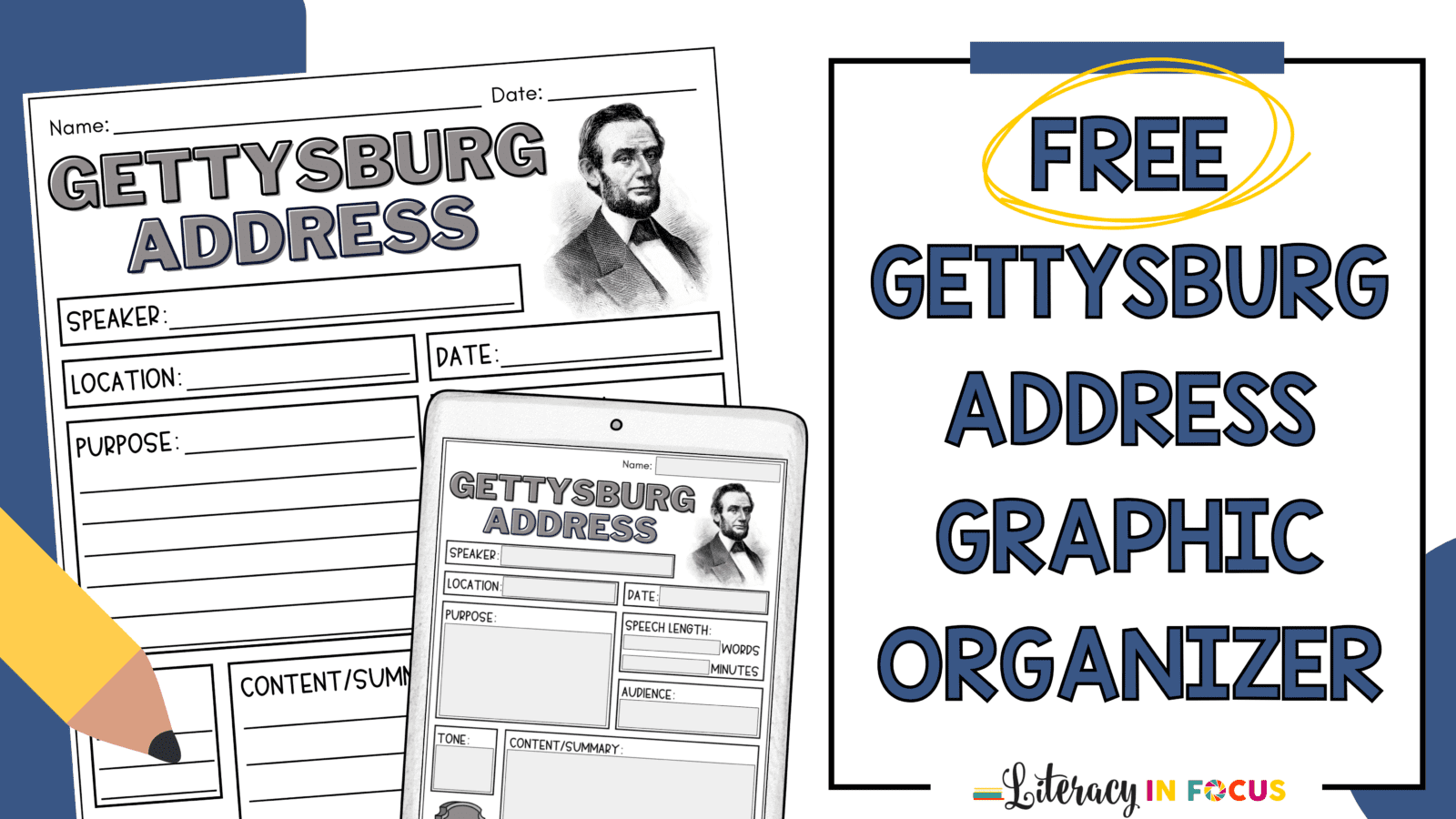Free Gettysburg Address Graphic Organizer | Printable PDF Worksheet ...