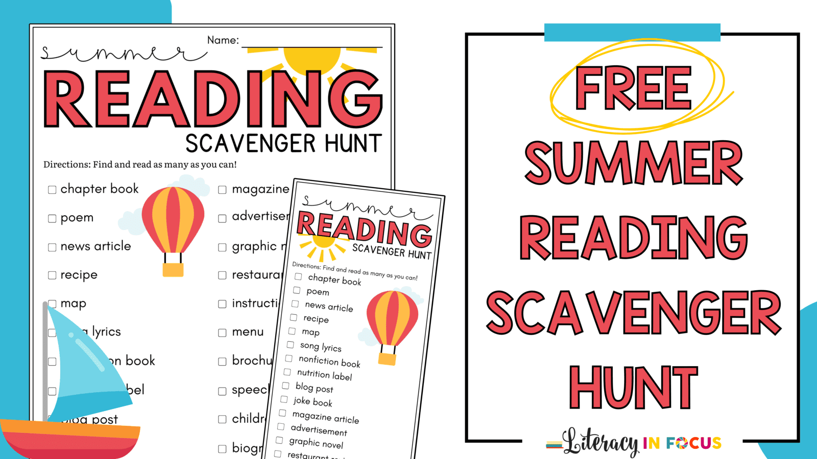 Free Reading Challenge Printable | Summer Scavenger Hunt - Literacy In ...