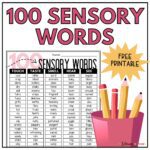 Free Printable PDF | 100 Sensory Words List - Literacy In Focus