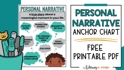 Personal Narrative Anchor Chart | Free Printable PDF - Literacy In Focus