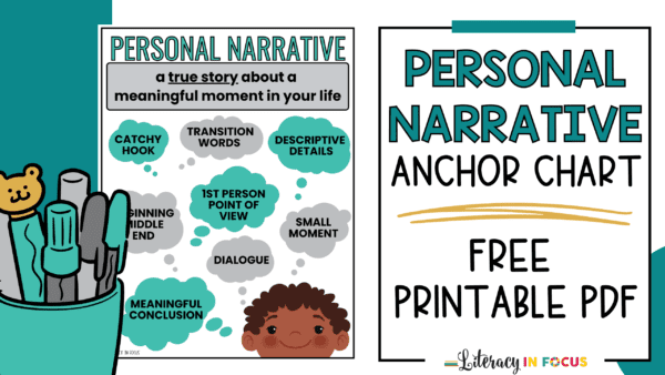 Personal Narrative Anchor Chart | Free Printable PDF - Literacy In Focus